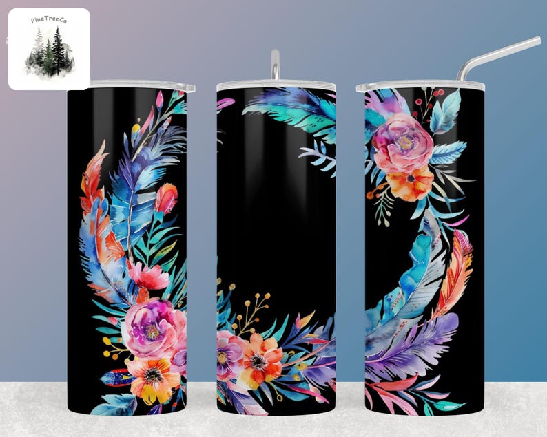 Boho Floral Feather Wreath Clipart 5 Transparent PNG - Flowers Feather ...