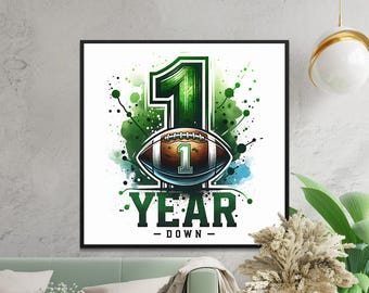 1st Year Down Digital Png Design, First Birthday PNG, Football One ...