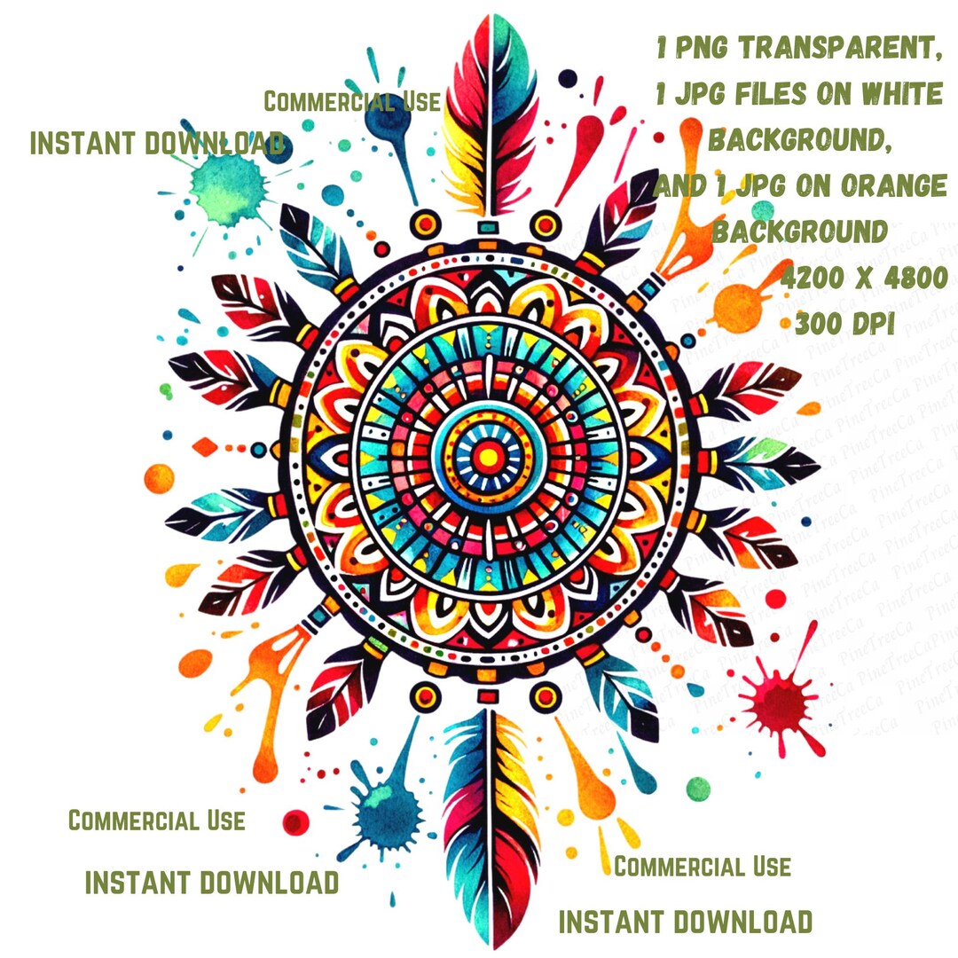 Watercolor Native Pattern Instant Download Commercial Use 2 JPG and 1 ...