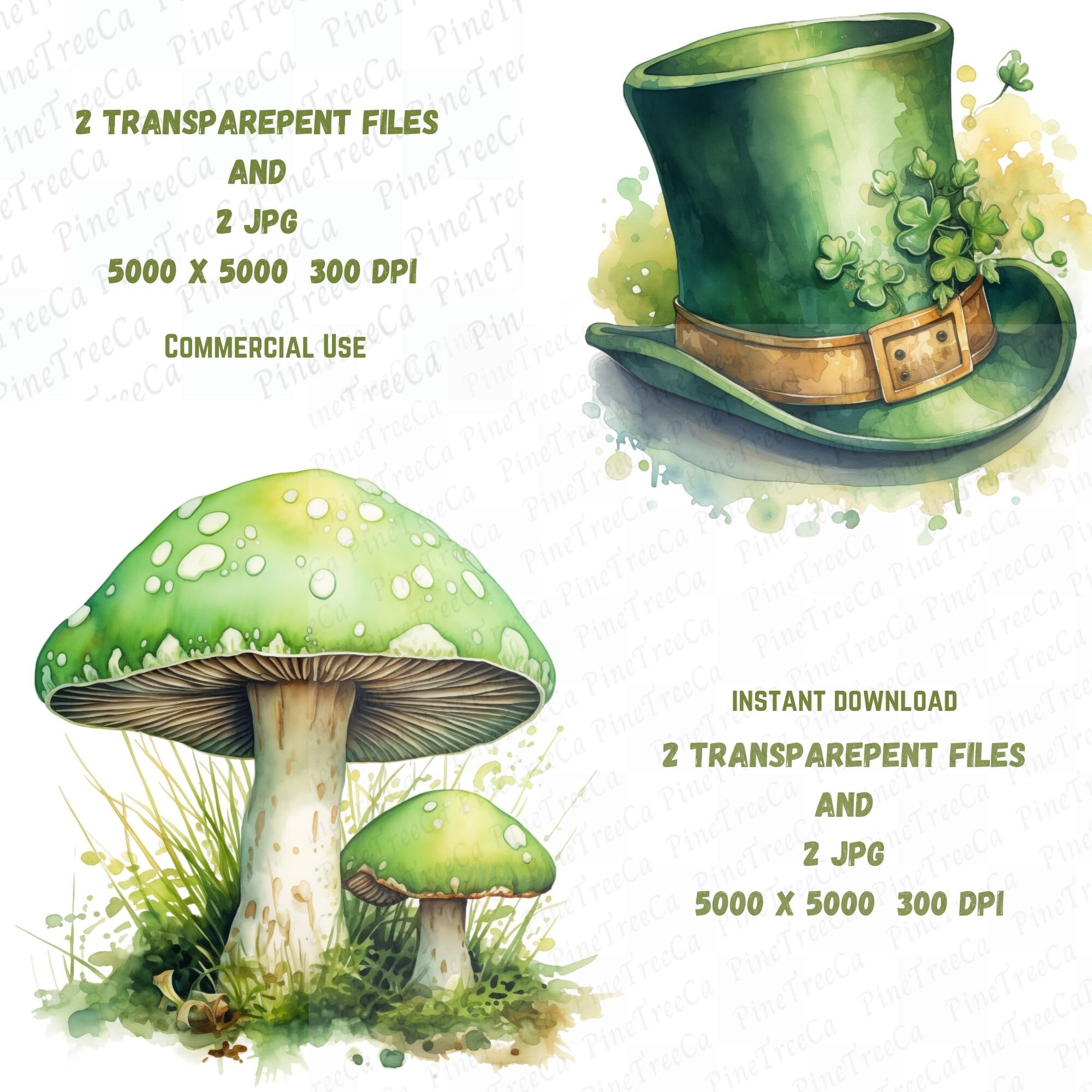 Watercolor St.patrick's Day 2 Transparent PNG and 2 JPG , Commercial ...