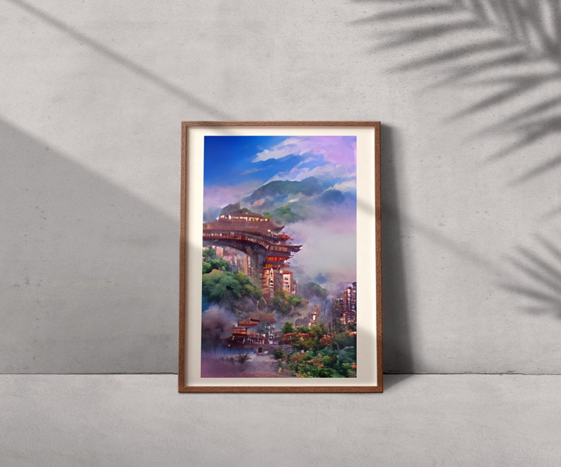 Digital Painting of Chinese Scenery, Chinese Inspired Landscapes ...