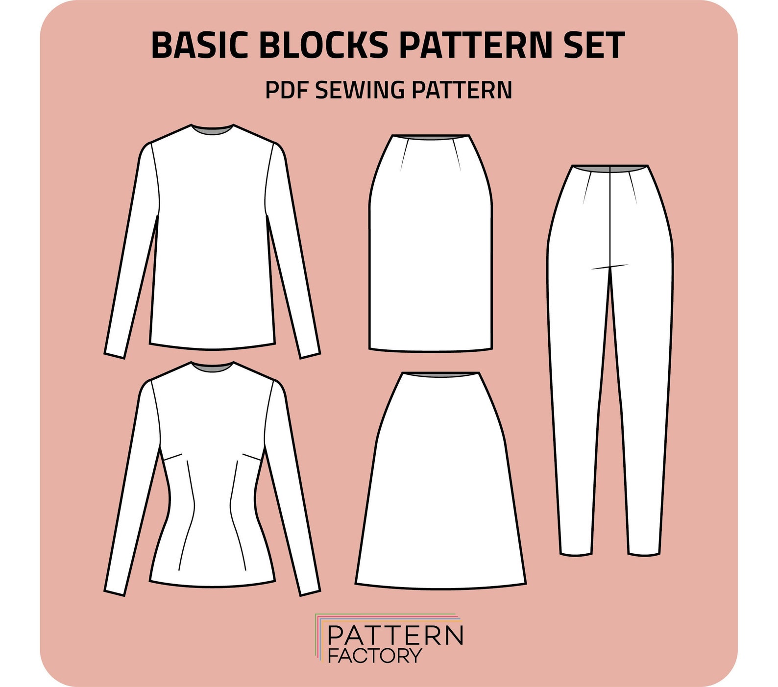 Woman's Basic Blocks PDF Sewing Patterns Basic Skirt | Etsy