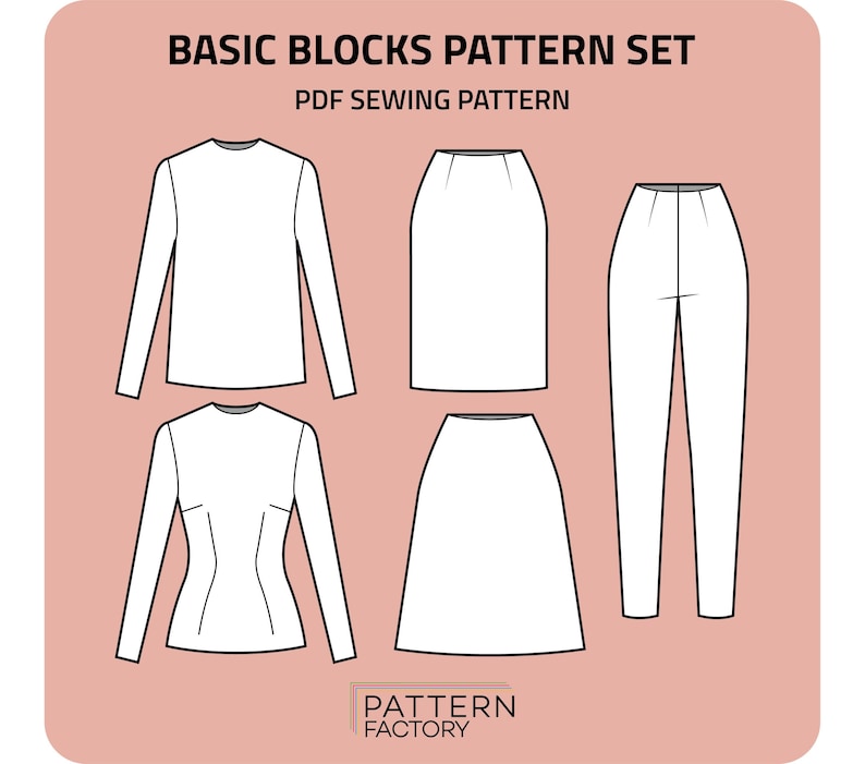 Woman's Basic Blocks PDF Sewing Patterns - Basic Skirt, A-line Skirt ...