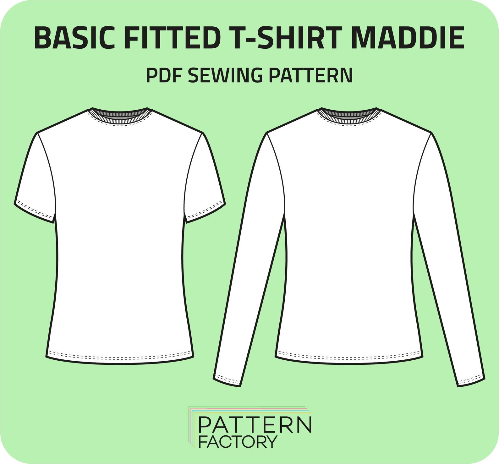 Basic Fitted T-shirt Maddie Long and Short Sleeve PDF Sewing - Etsy