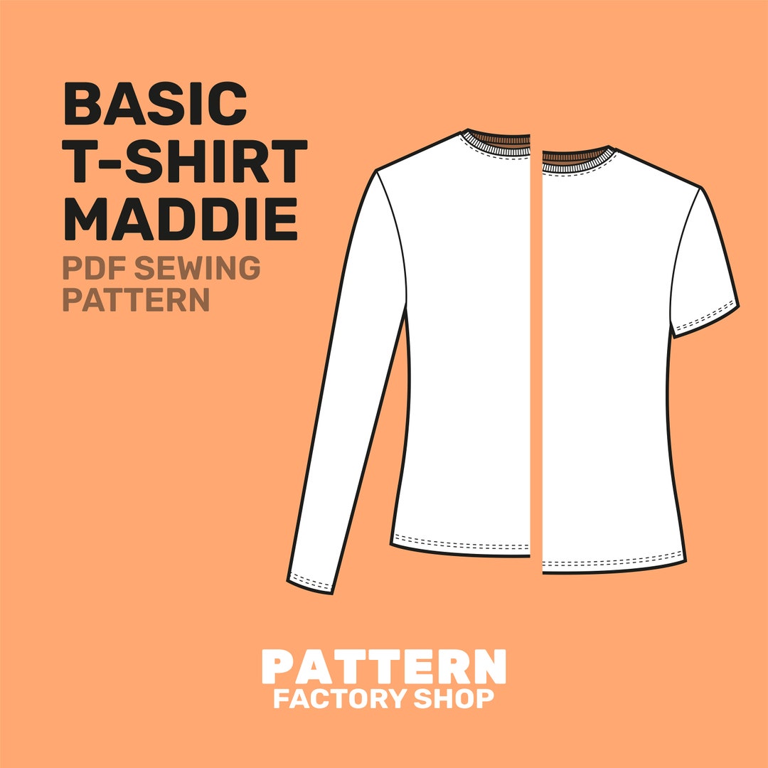 Basic Fitted T-shirt Maddie Long and Short Sleeve PDF Sewing Pattern ...