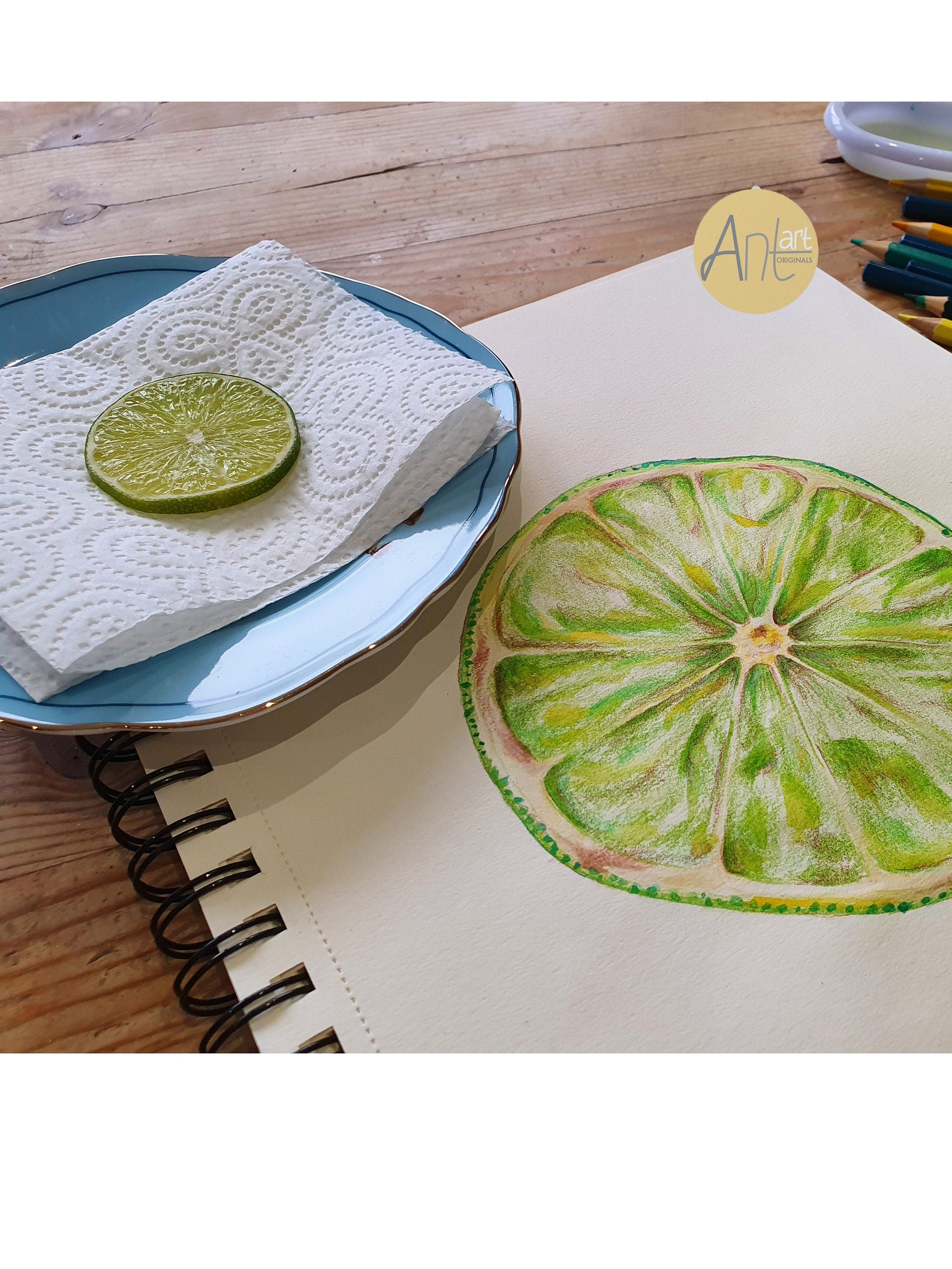 LIME PENCIL DRAWING Original Drawing Handmade Print - Etsy