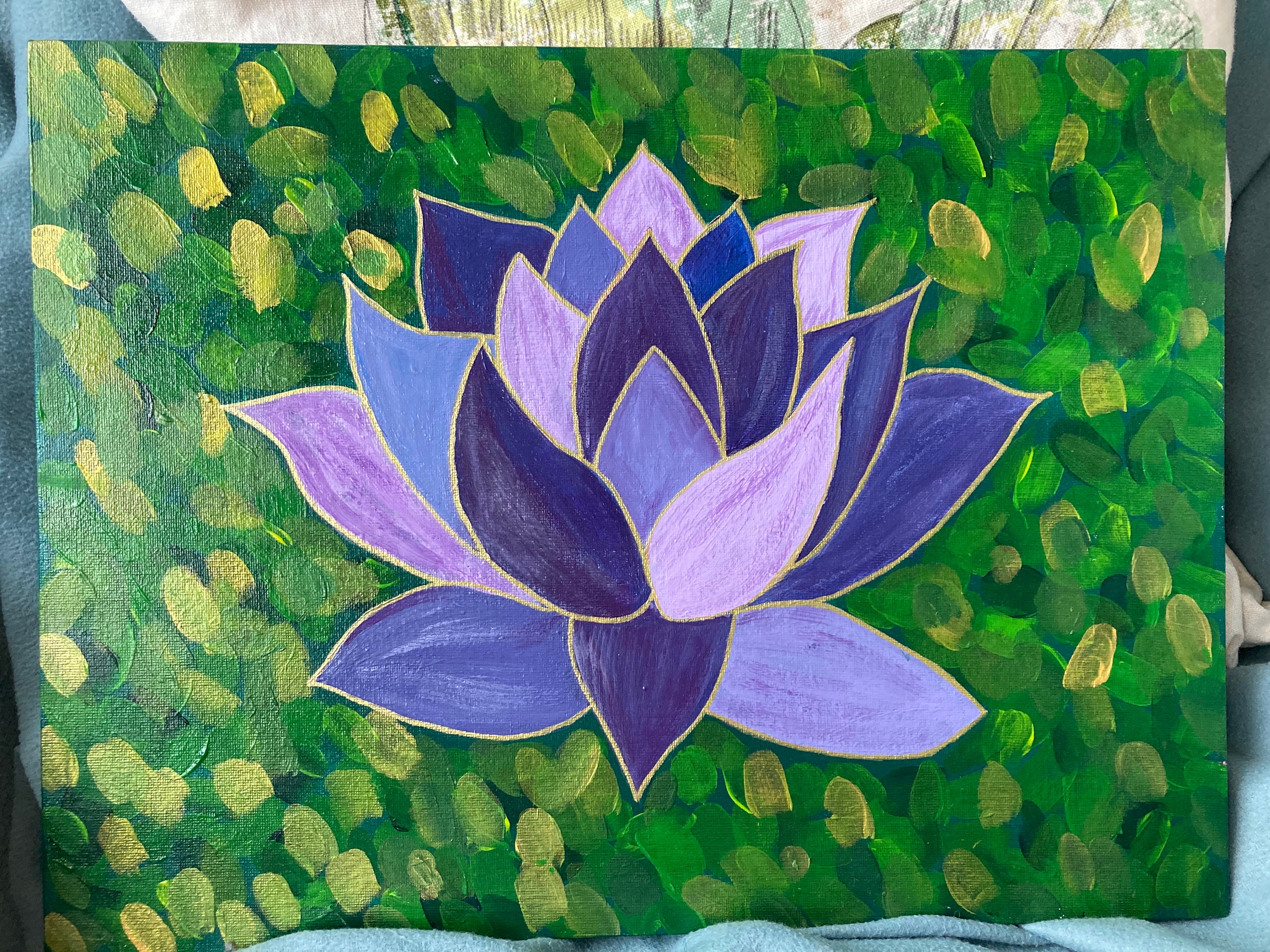 Purple Lotus Flower Painting