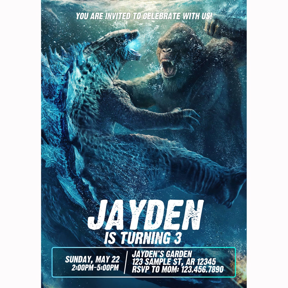 Editable Godzilla Invitations Templates Printable Blog Calendar Here