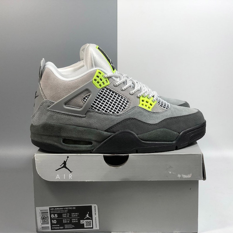 Jordan 4 Max 95 Neon Cool Grey/volt-wolf Grey Sneaker for Sale, Sneaker ...