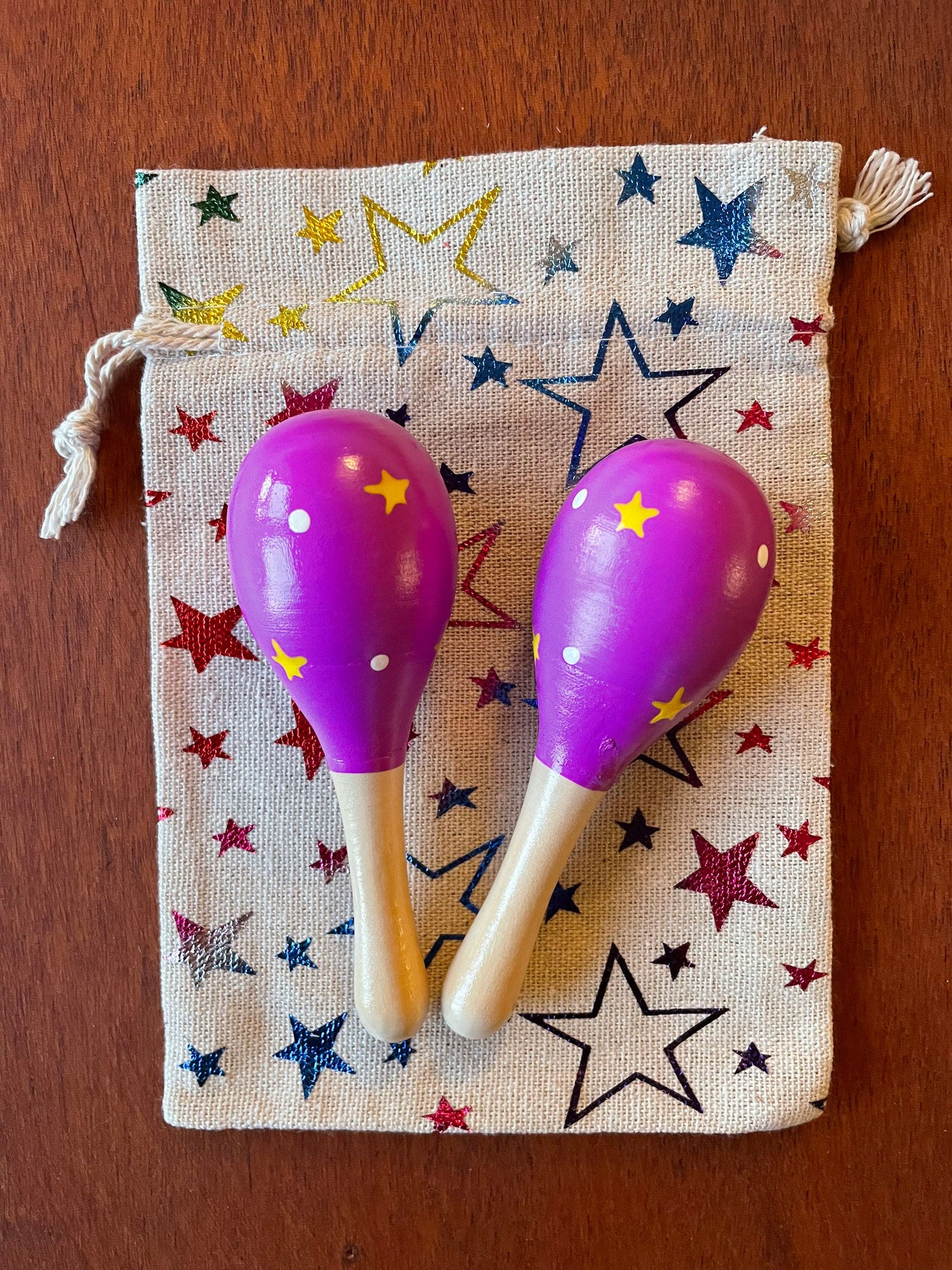 Pair of Colourful Wooden Maracas in Star Gift Bag perfect | Etsy
