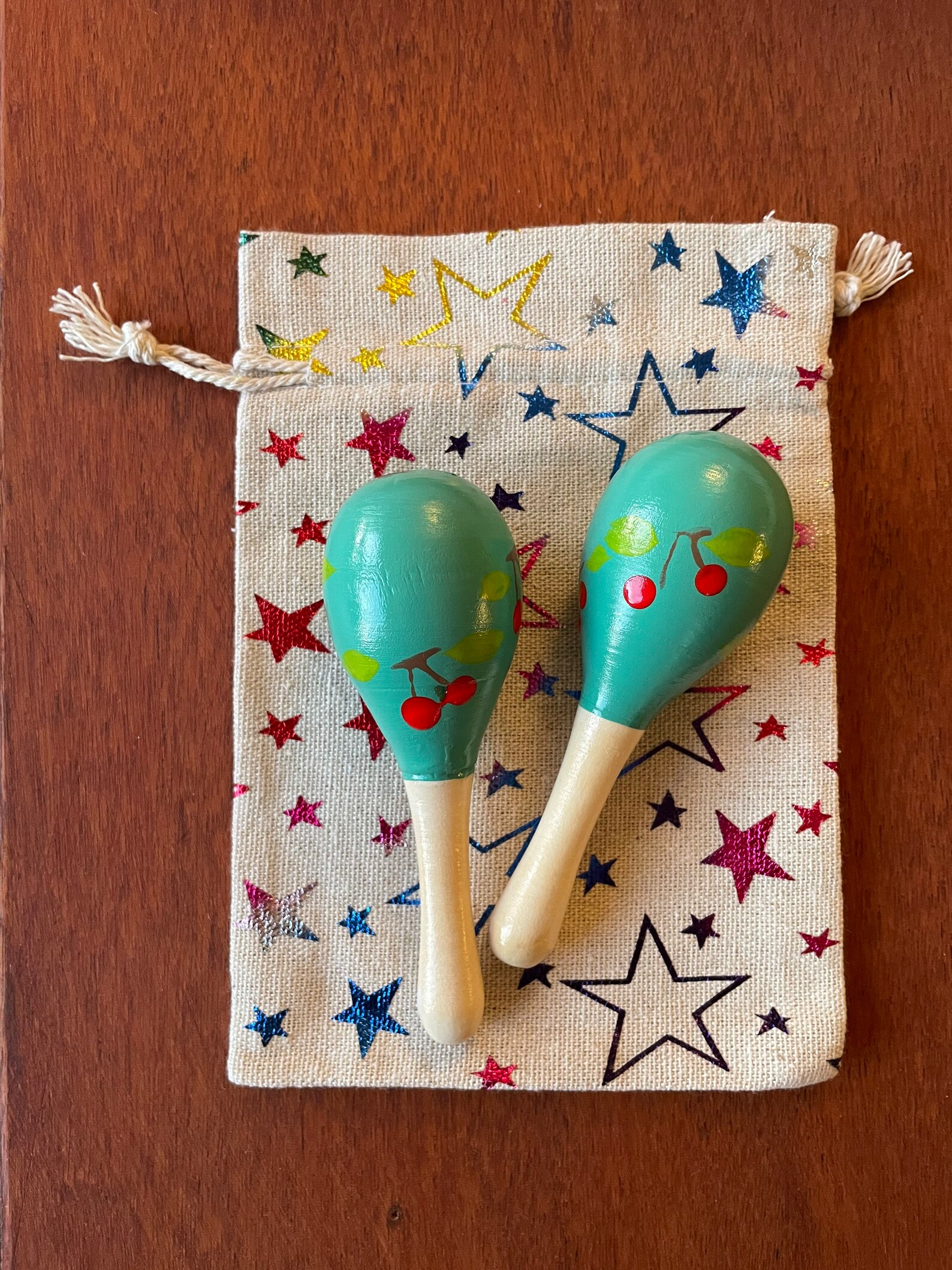 Pair of Colourful Wooden Maracas in Star Gift Bag perfect | Etsy