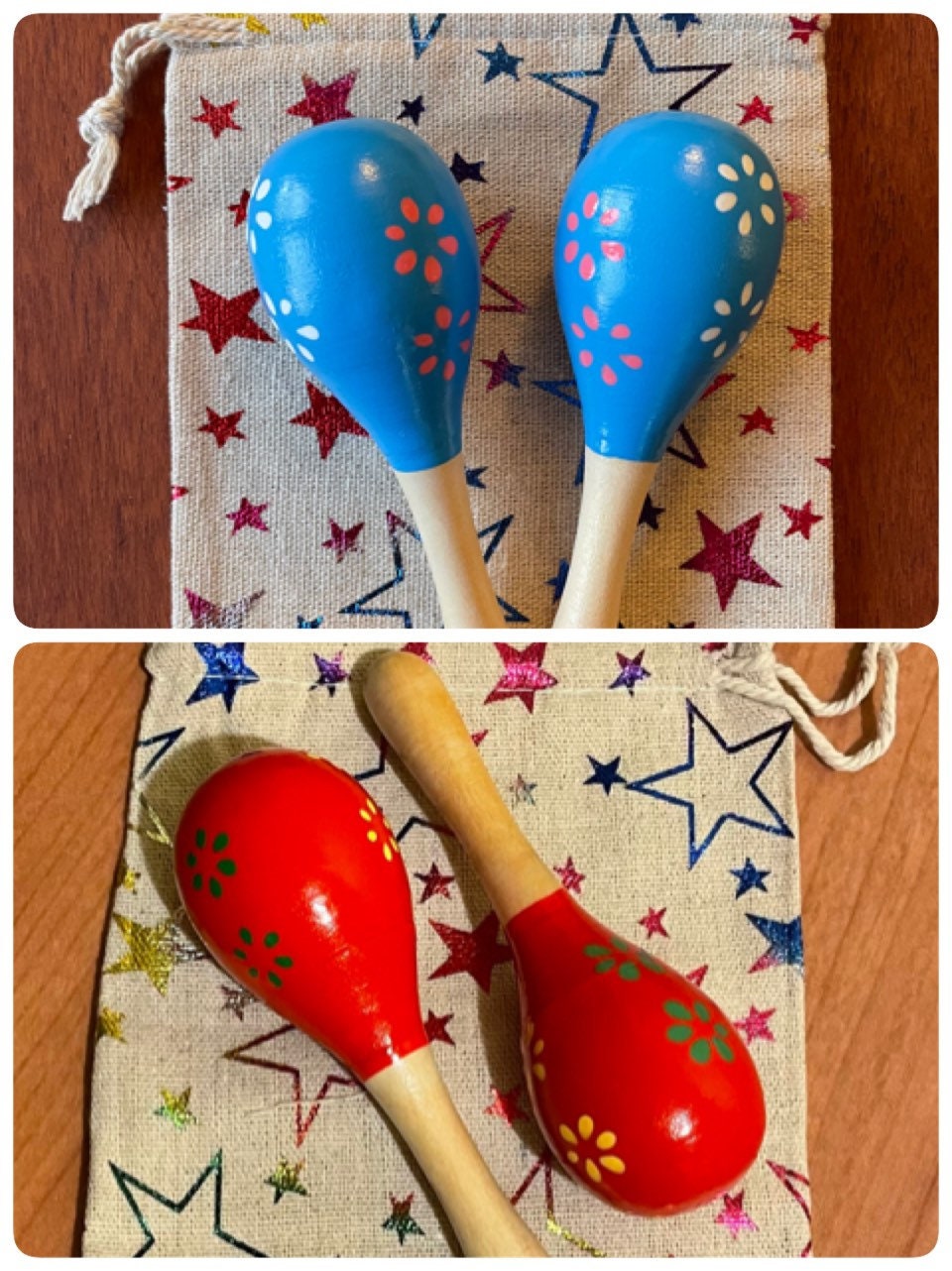 Pair of Colourful Wooden Maracas in Star Gift Bag Perfect - Etsy UK