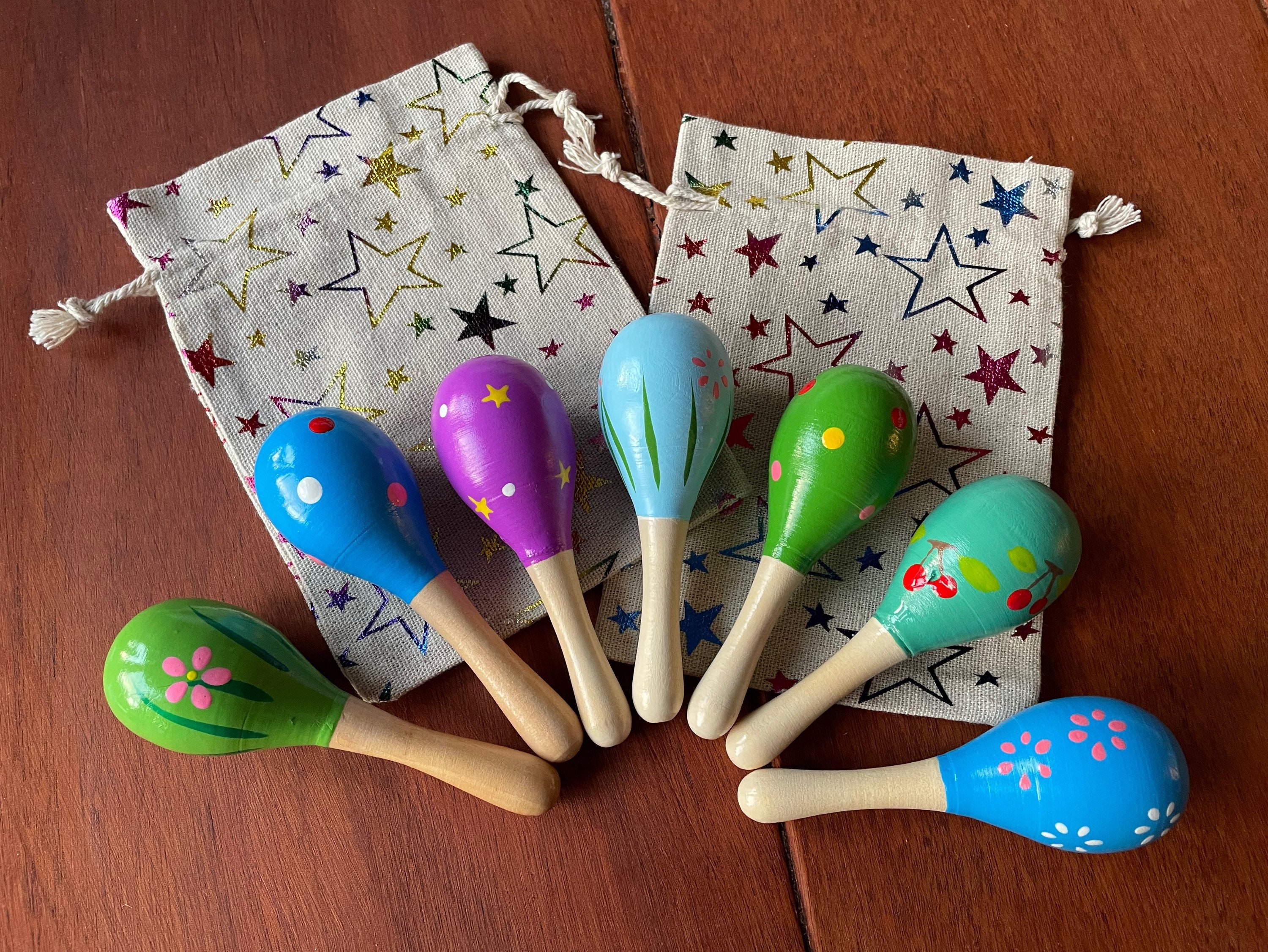 Pair of Colourful Wooden Maracas in Star Gift Bag Perfect - Etsy UK