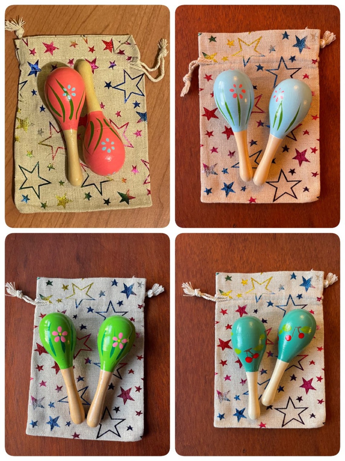 Pair of Colourful Wooden Maracas in Star Gift Bag Perfect - Etsy UK