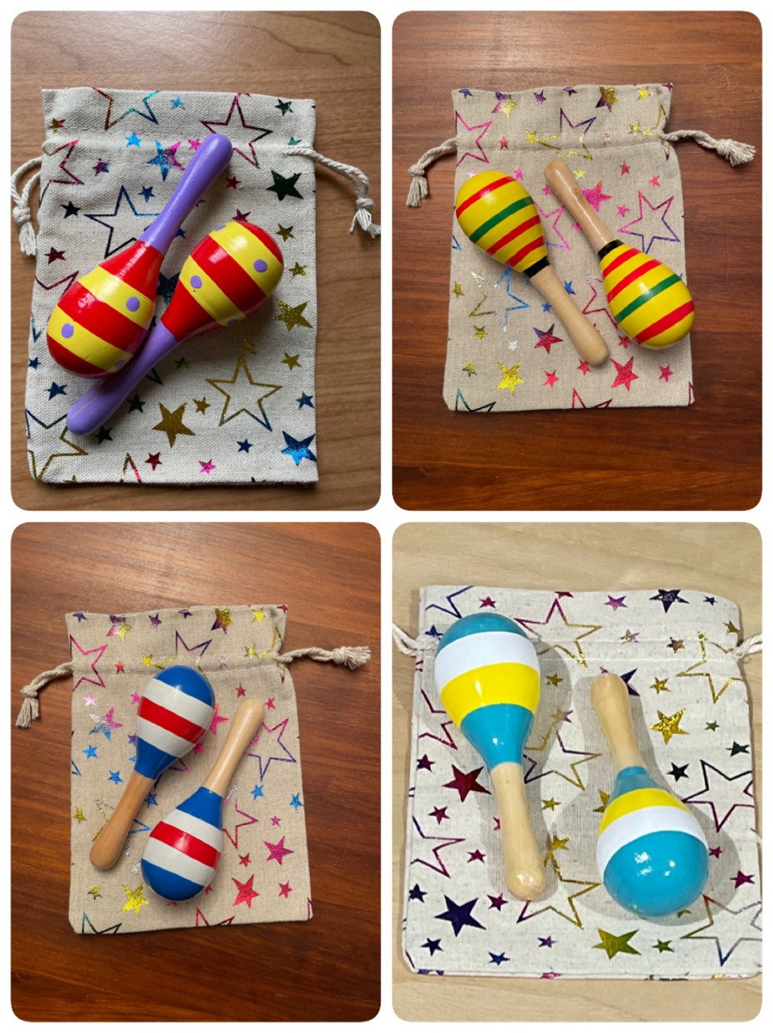 Pair of Colourful Wooden Maracas in Star Gift Bag - Perfect Size for ...