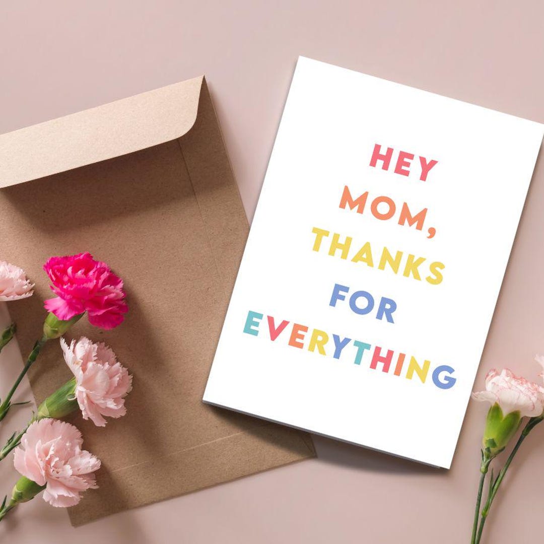Printable Colorful "thank You, Mom" Mother's Day Card - Etsy