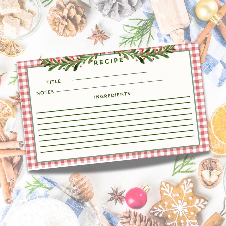Christmas/holiday Printable Recipe Card - Etsy