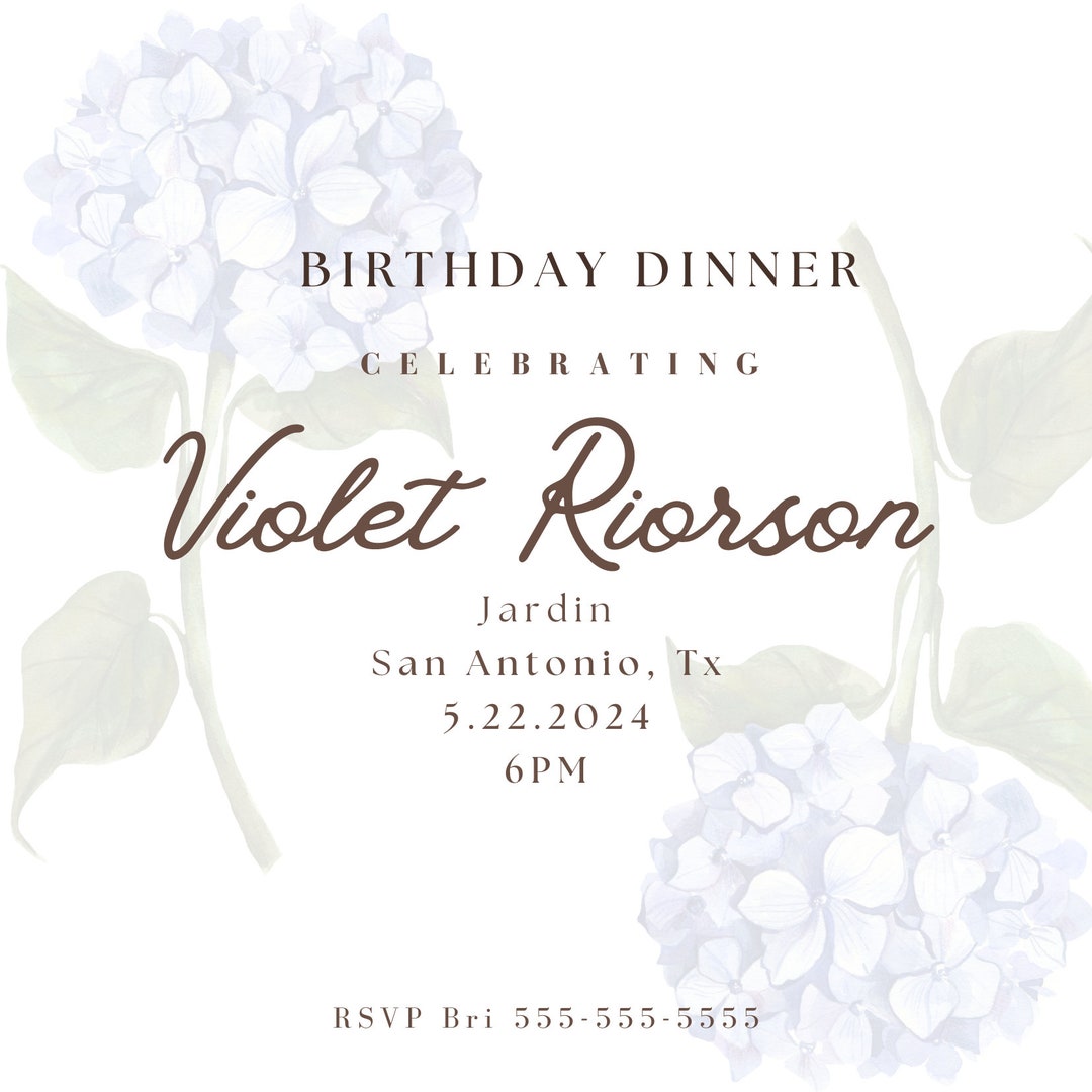 Hydrangea Party Invitation - Etsy