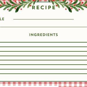 Christmas/holiday Printable Recipe Card - Etsy