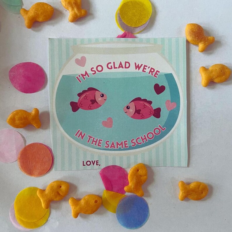 Printable Goldfish School Valentine Goodie Bag Tag - Etsy