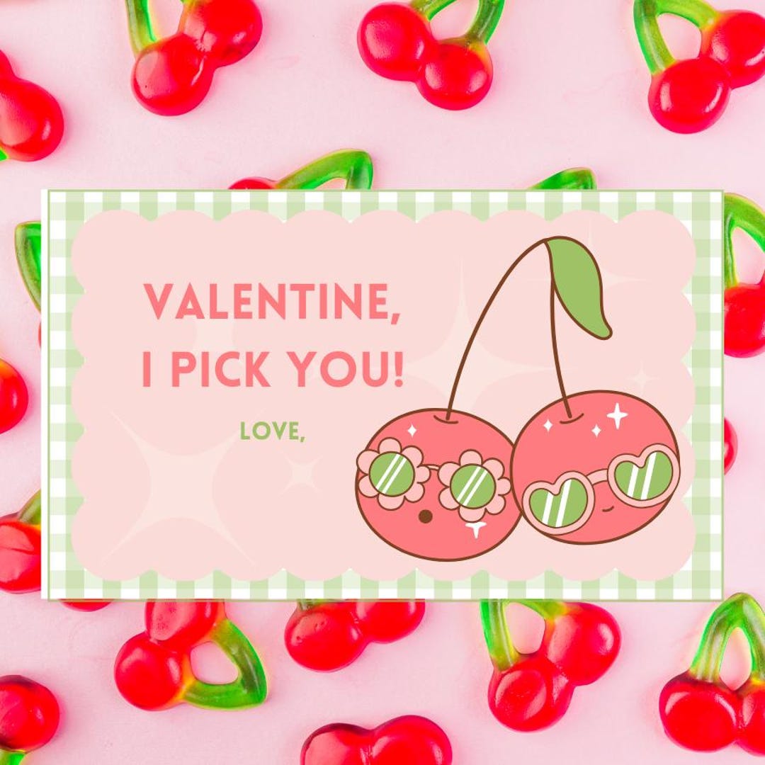Printable Cherry Valentine Goodie Bag Tag - Etsy
