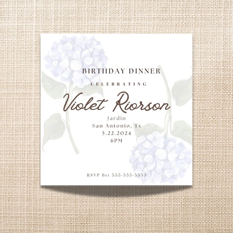 Hydrangea Party Invitation - Etsy