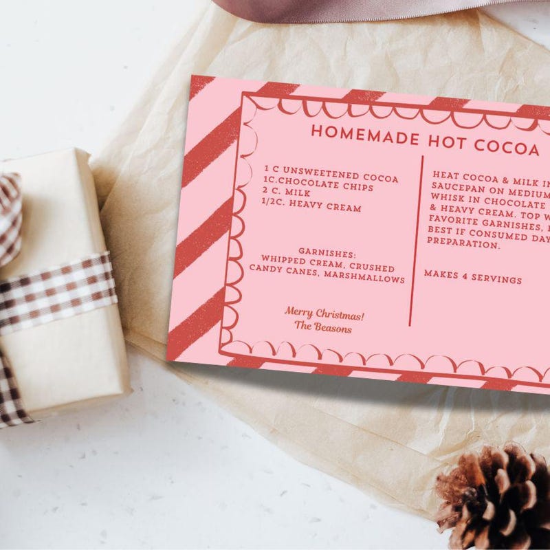 Pink and Red Recipe Cards - Etsy