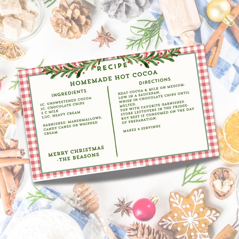 Free Download Holiday Recipe Cards - Etsy