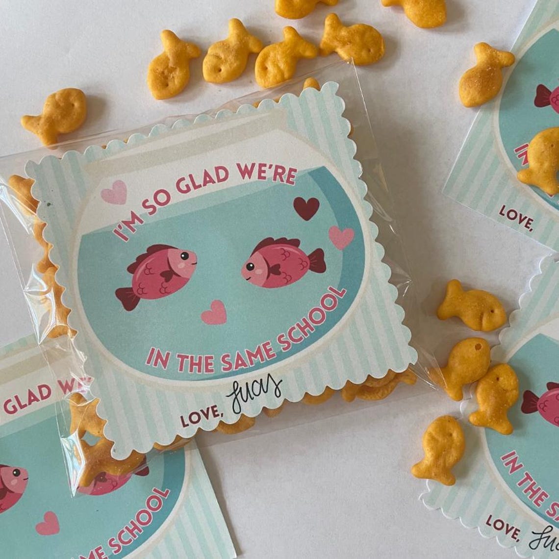 Printable Goldfish School Valentine Goodie Bag Tag - Etsy