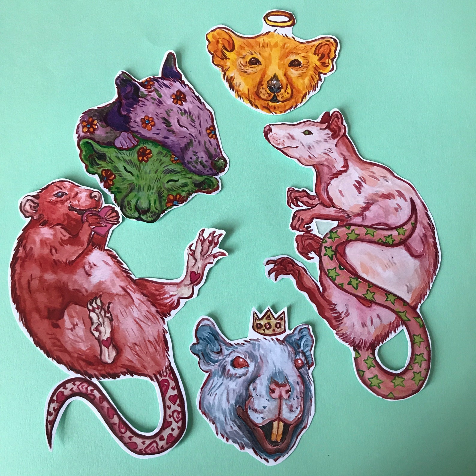 Cute rainbow rat stickers | Etsy