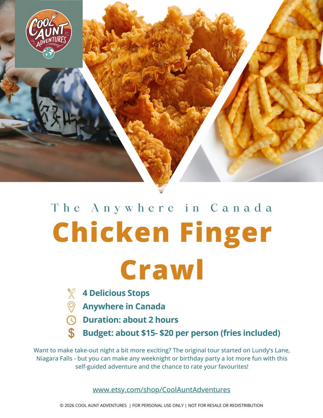 Self-guided Chicken Finger Crawl | Canada Food Tour Game (digital ...