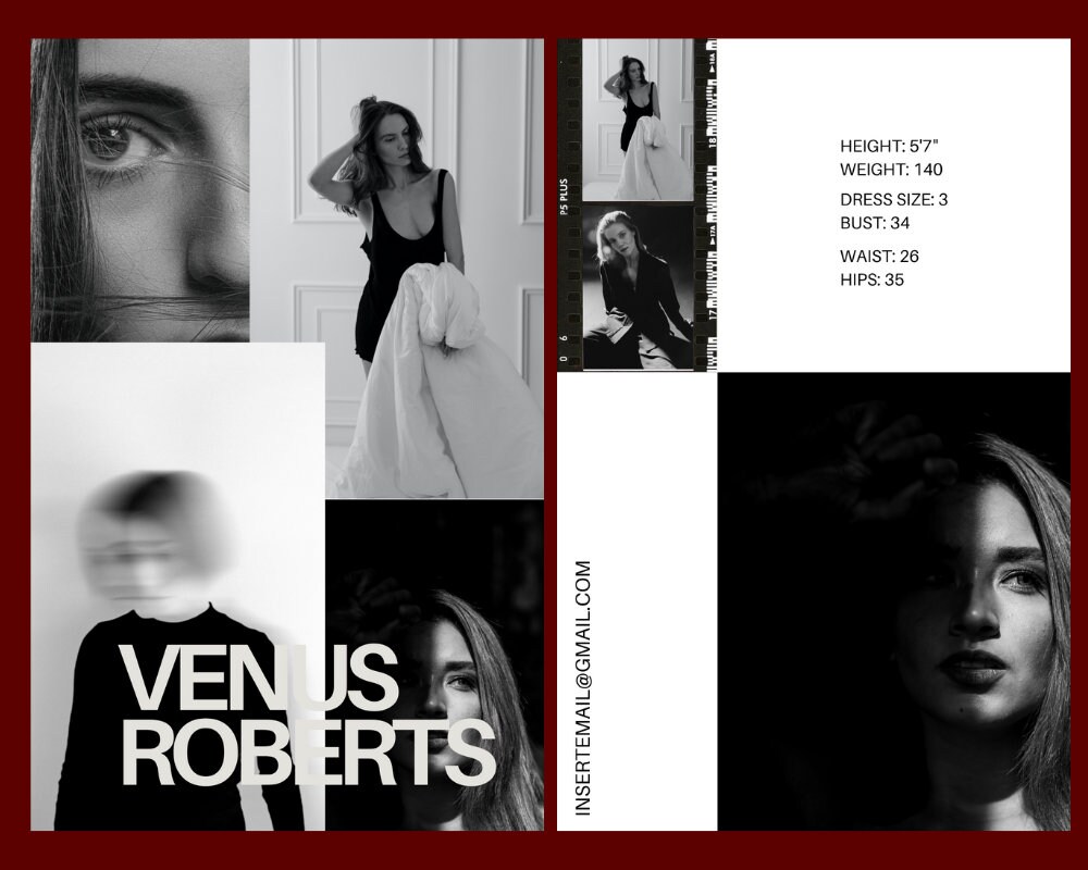 Comp Card Template Canva Professional Fashion Sed Card Zed - Etsy