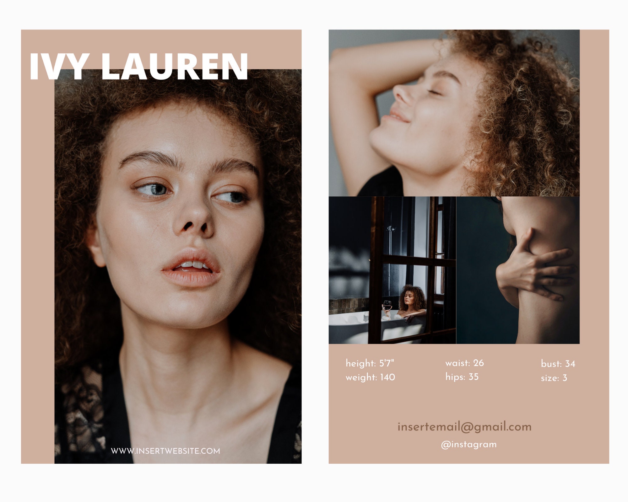 Comp Card Template CANVA Fashion and Commercial Modeling | Etsy