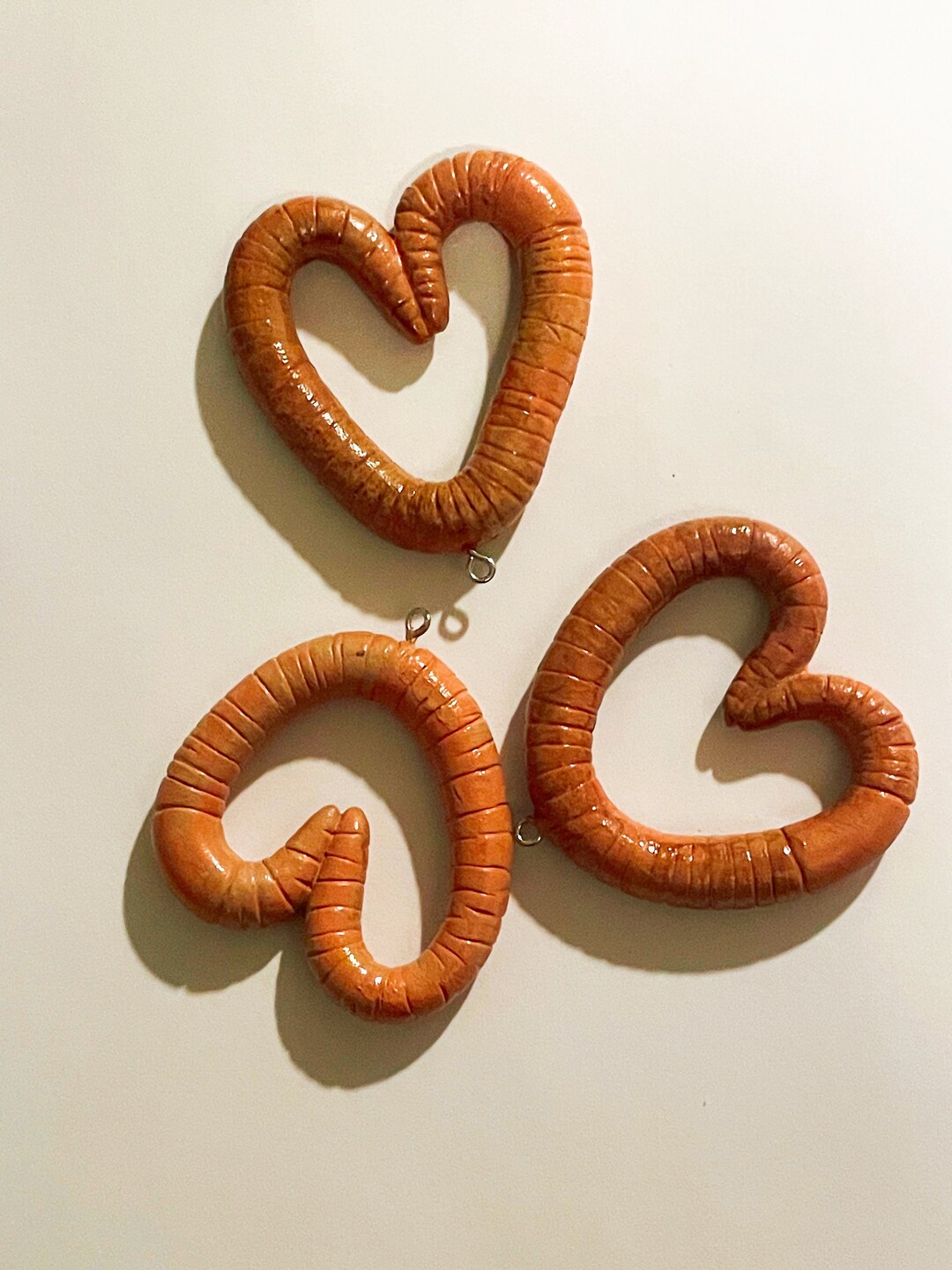 Clay Charm, Clay Worm Heart Charm, Worm Love Charm, Gift for Gardeners ...