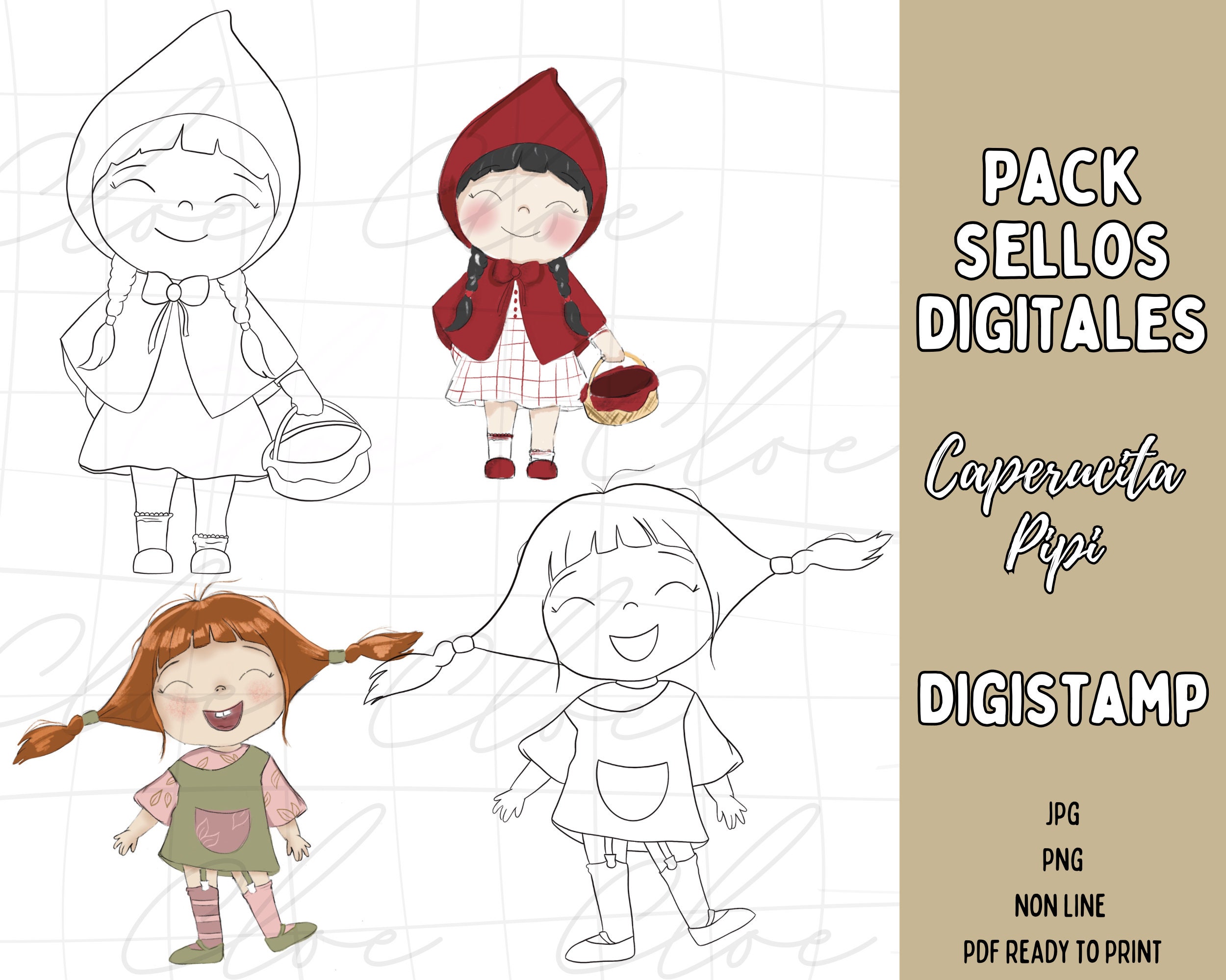 DIGISTAMP Little Red Riding Hood and Pipi - Etsy