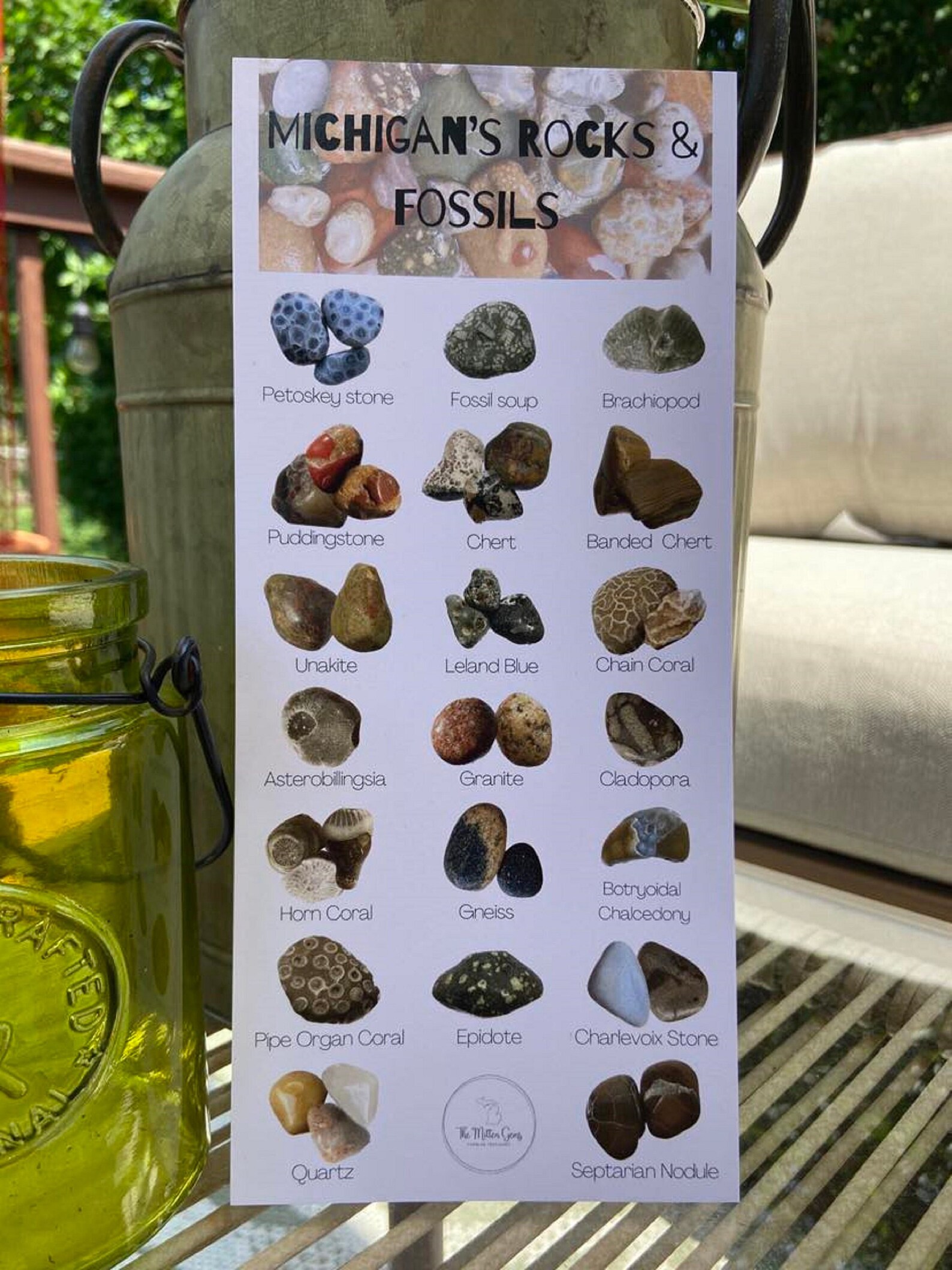 Michigans Rocks and Fossil Identification Card / 4x9 Photo of Rocks & Minerals / Rock Collection ...