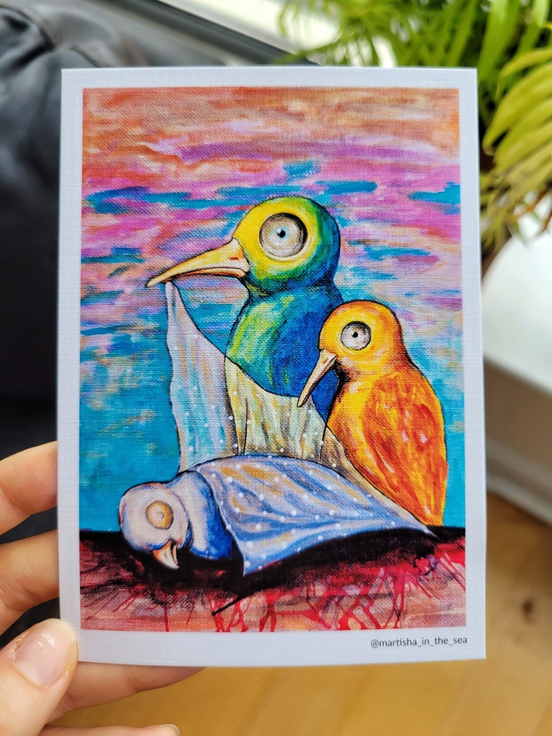 Hummingbird Art Print, Bird Family Painting, Surreal Motherhood Wall ...
