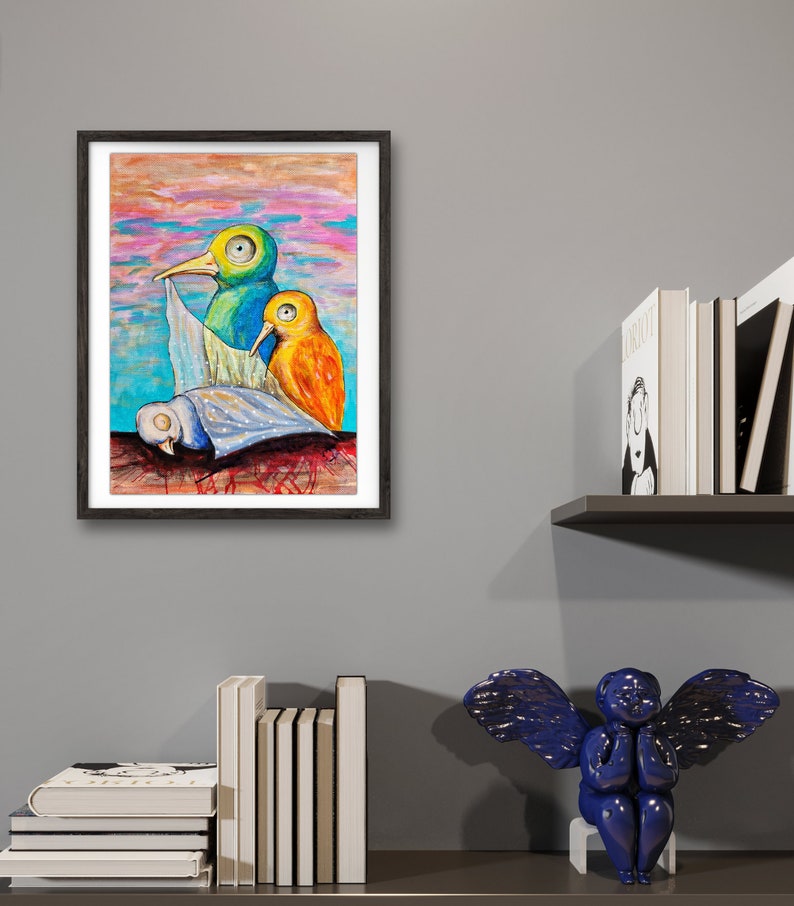 Hummingbird Art Bird Family Print: Slavic Folk, Pop Surreal by ...