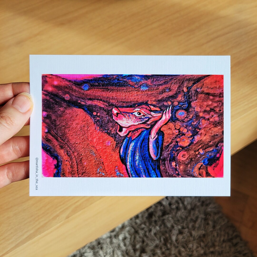 Edvard Munch Art Scream Fox Postcard Printed Greeting Card Funny Famous ...