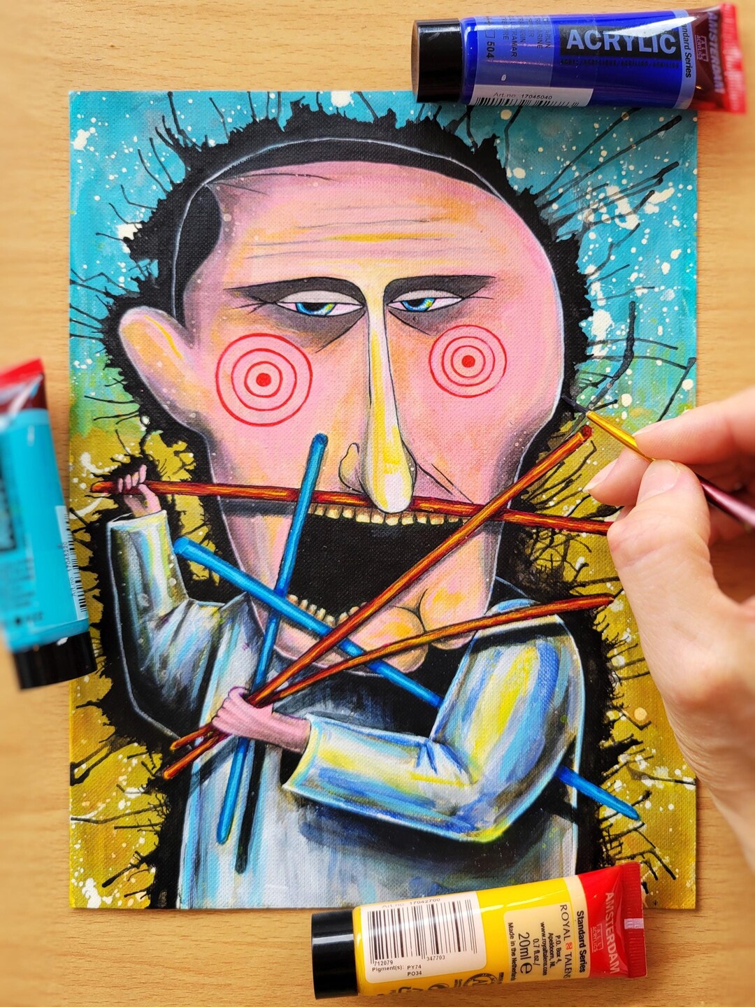 Saw Art Portrait Great Dictator Fuck Putin Painting Anti War Fascism ...
