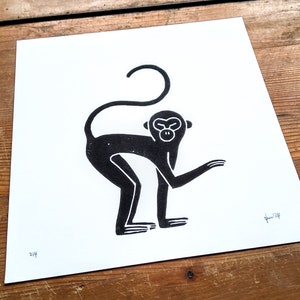 Monkey · Original Linocut · Wall Decoration · Picture · Art Print ...