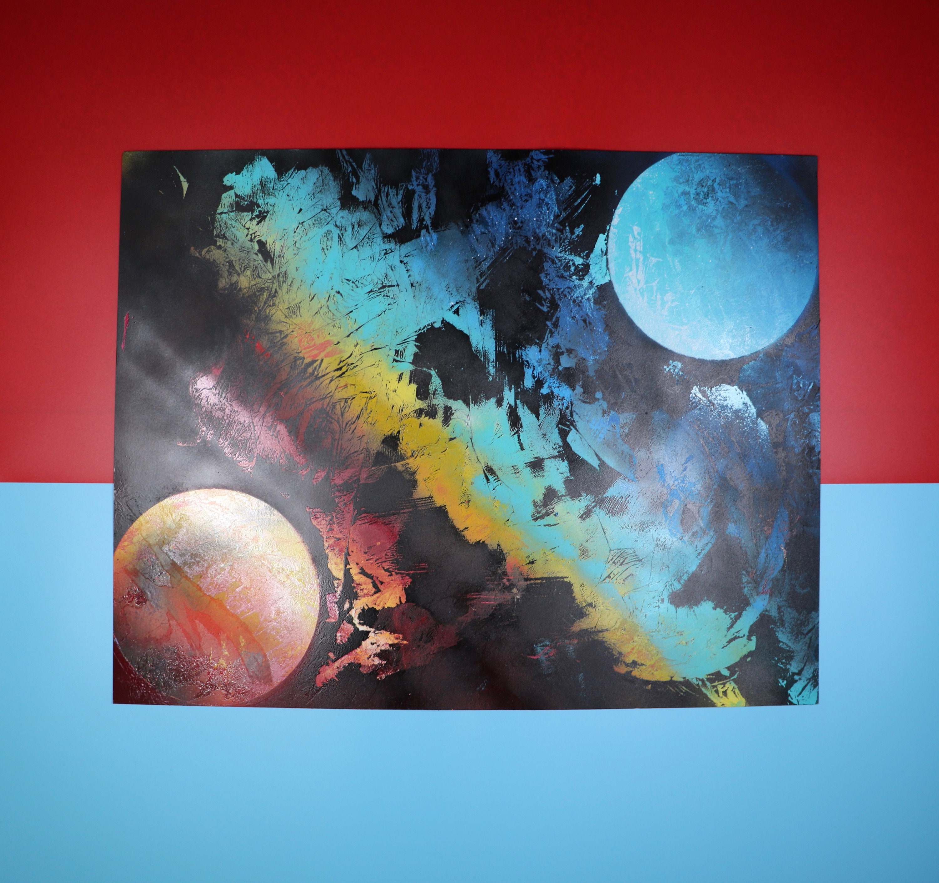 Fire and Ice Planet Collision Spray Painting Art - Etsy