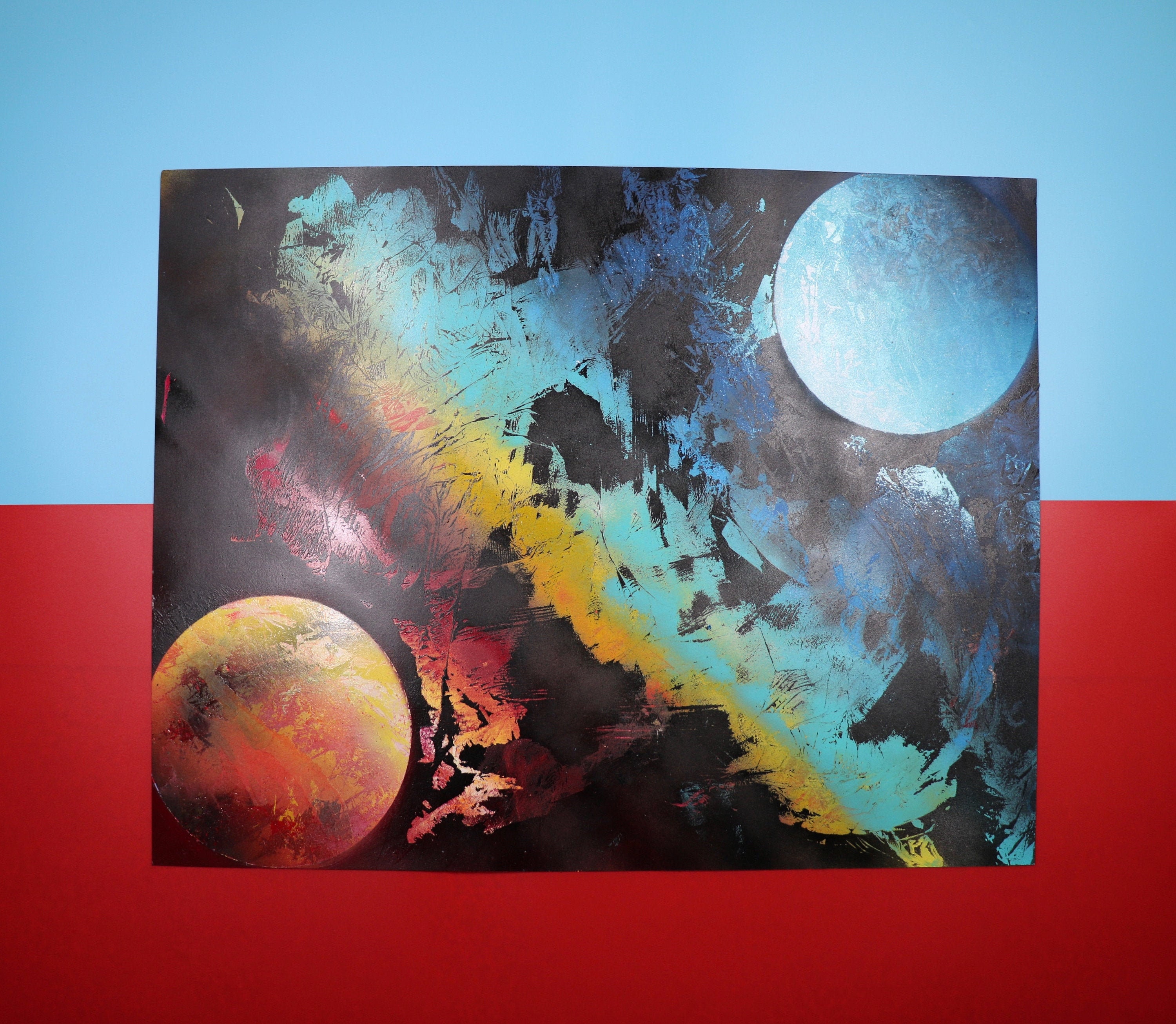 Fire and Ice Planet Collision Spray Painting Art - Etsy