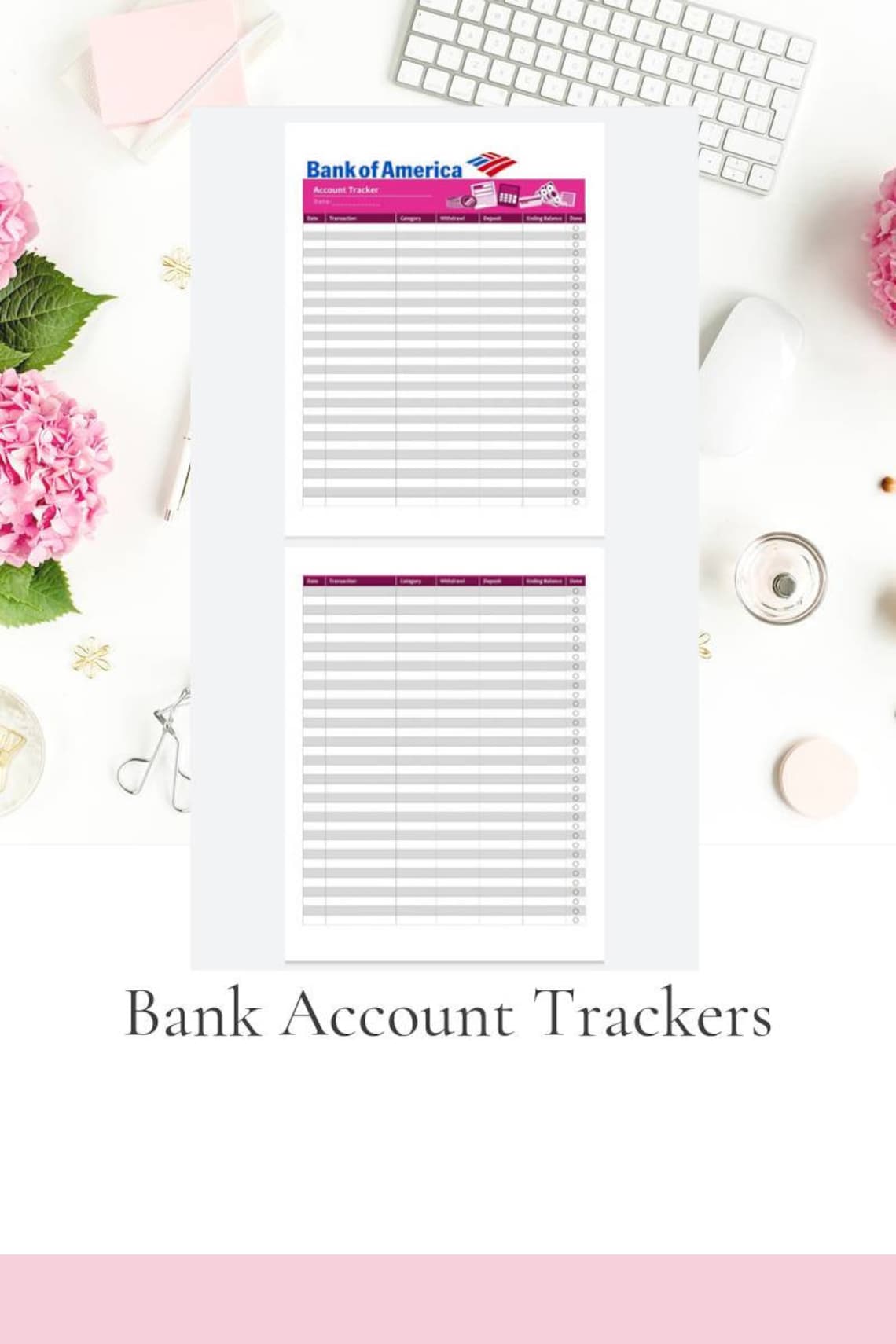 Bank Account Tracker Finance Expense Tracker Budget Planner | Etsy