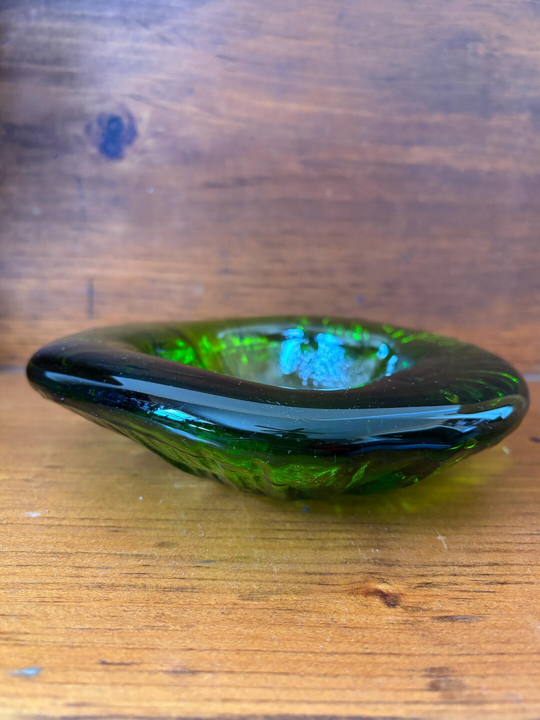 Vintage Green Blenko Glass Free Form Art Glass Ash Tray Bowl - Etsy