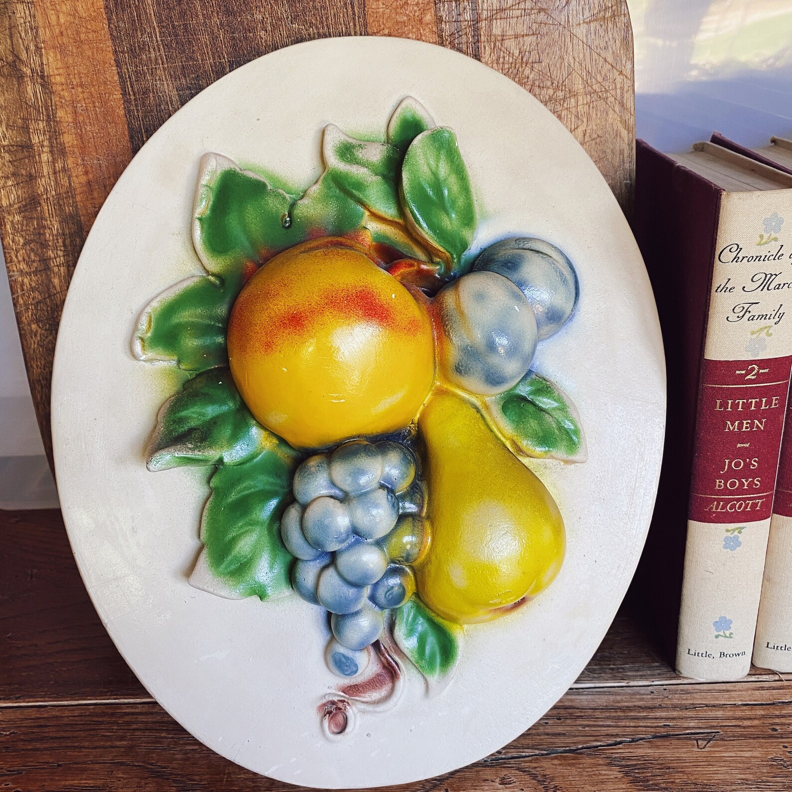 Vintage Chalkware Fruit Wall Hanging Colored by Caroline - Etsy