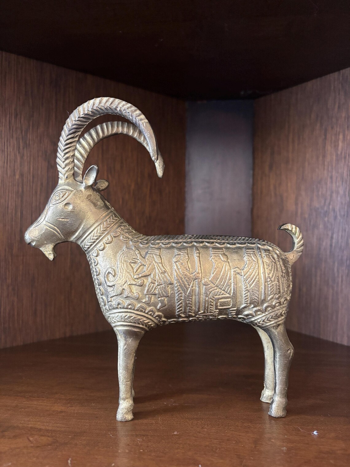 Vintage 1960s Brass Mid Century Persian Ram Ibex Mountain Goat Figurine ...