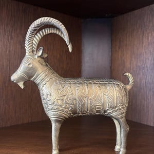 Vintage 1960s Brass Mid Century Persian Ram Ibex Mountain Goat Figurine ...