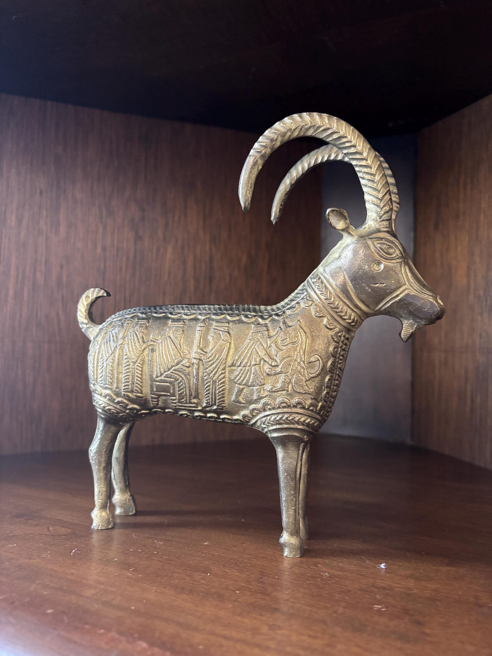 Vintage 1960s Brass Mid Century Persian Ram Ibex Mountain Goat Figurine ...
