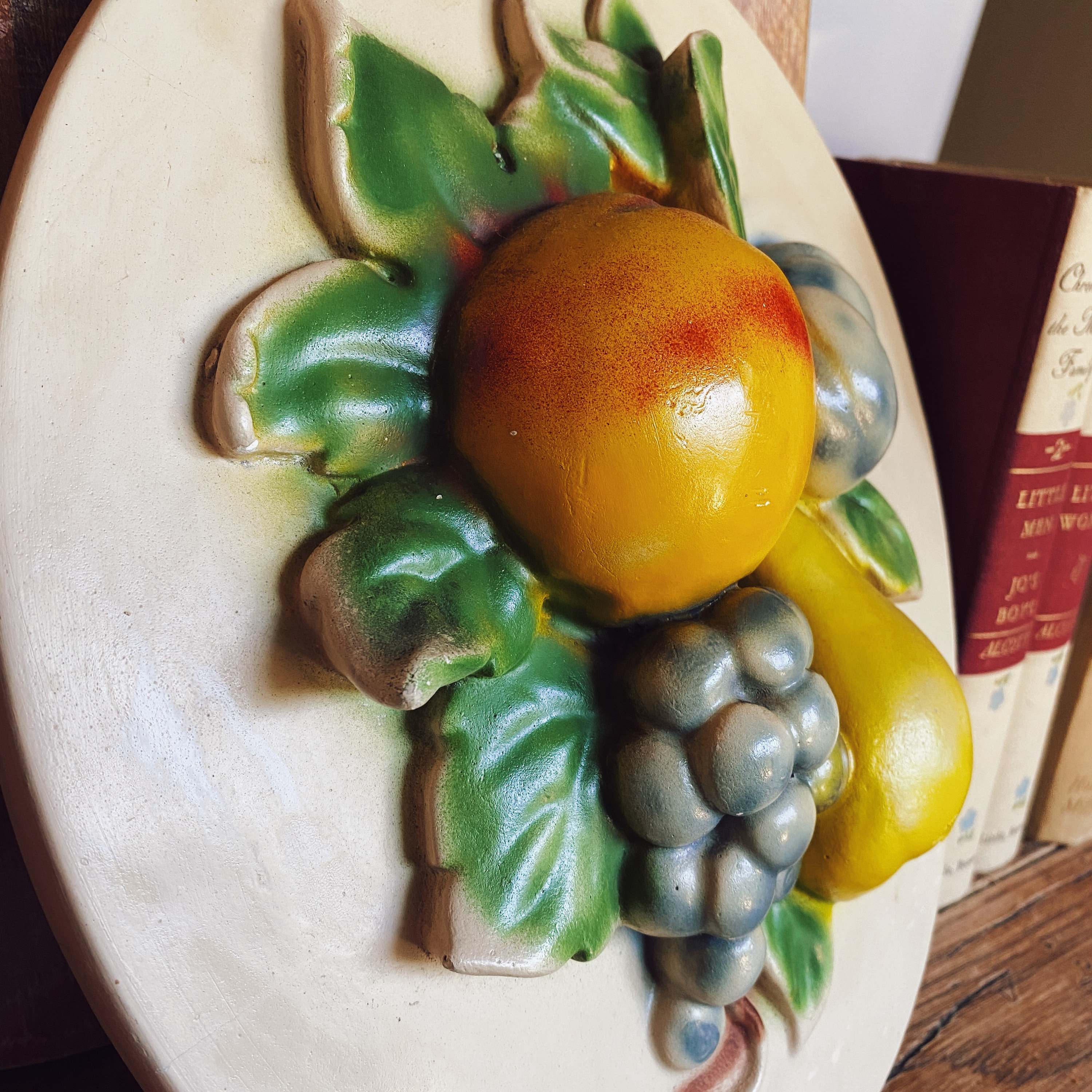 Vintage Chalkware Fruit Wall Hanging Colored by Caroline - Etsy